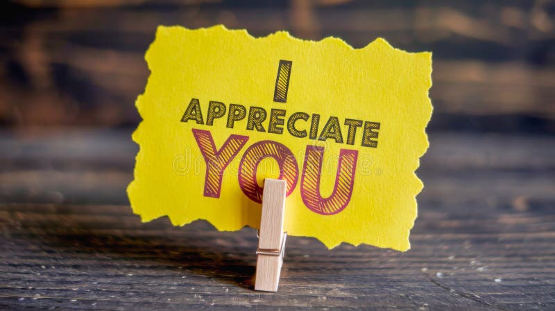 Appreciation Note Displayed on Rustic Wood Background Stock Image ...