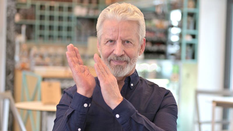 Appreciative Old Man Clapping, Cheering Stock Image - Image of ...
