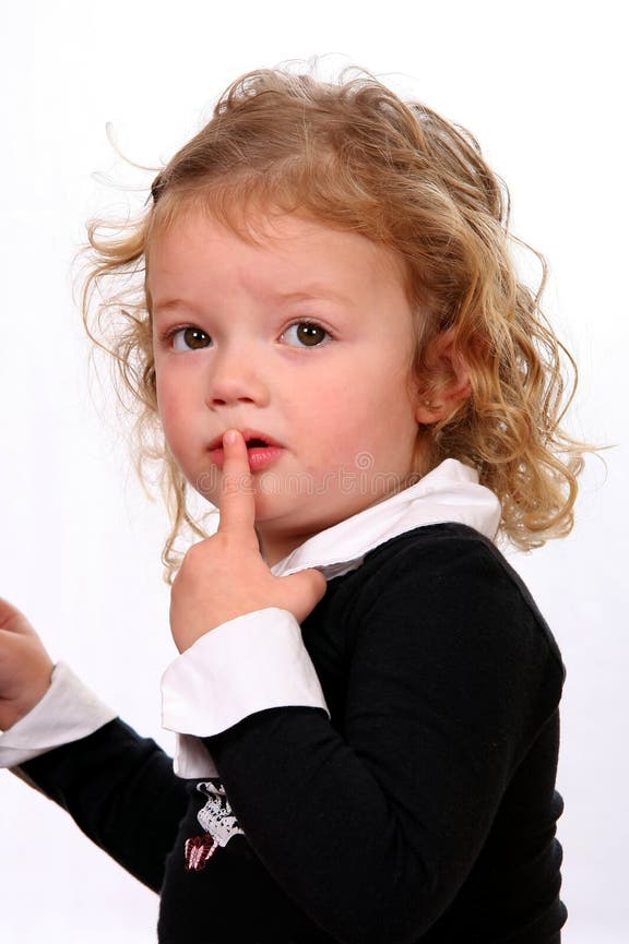 Apprehensive Little Girl stock photo. Image of portrait - 9627904