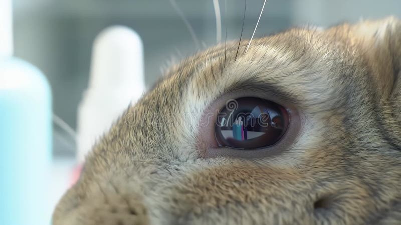 Apprehensive Rabbit Eye Close Up during Laboratory Experiment Stock ...