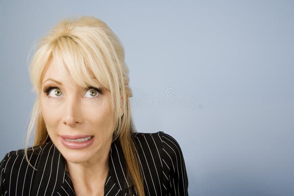 Apprehensive woman stock photo. Image of allure, pinstripe - 5364376