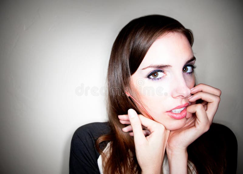 Apprehensive Young Woman stock image. Image of woman - 11125355