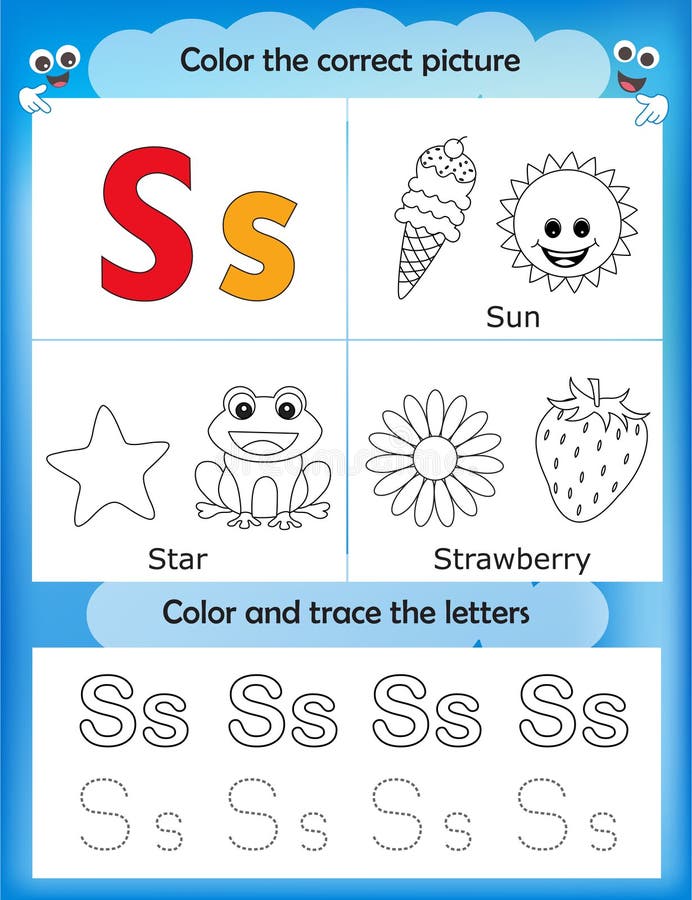 Apprendimento Di Alfabeto E Lettera S Di Colore Illustrazione di Stock ...