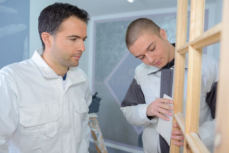 Apprentice Carpenter at Work Stock Image - Image of apprentice, house ...