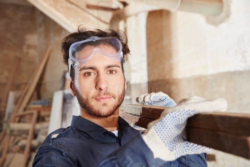 Apprentice of Carpentry Working Stock Image - Image of artisan, blue ...