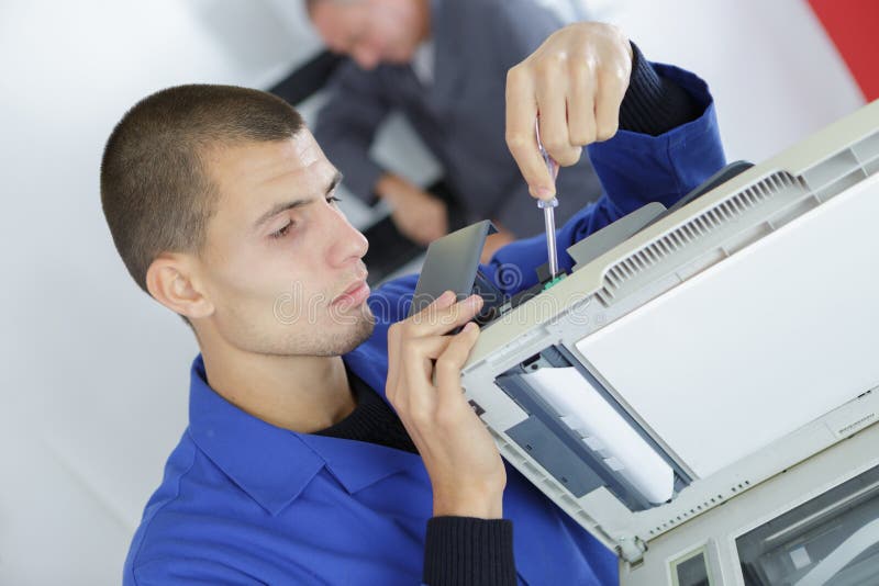 Apprentice Fixing Printer Machine Stock Image - Image of hardware ...