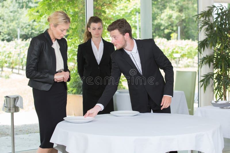 Apprentice Learnt To Set Table in Restaurant Stock Image - Image of ...