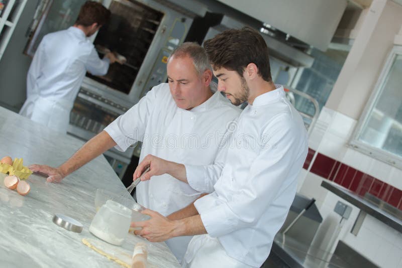 Apprentice Male Pastry Chef in Training Stock Image - Image of cooking ...