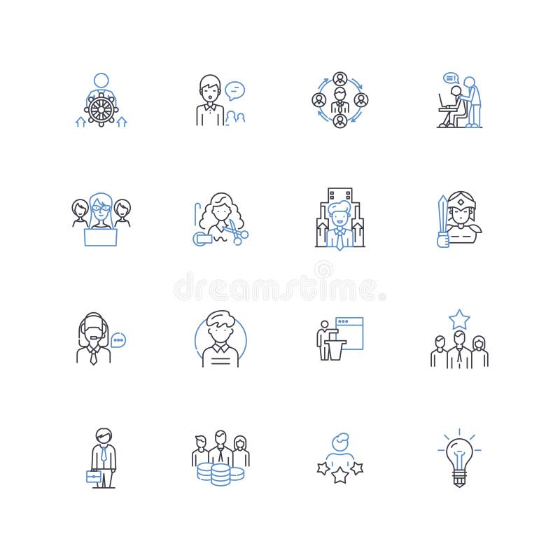 Apprentice Line Icons Collection. Diligence, Learning, Guidance ...