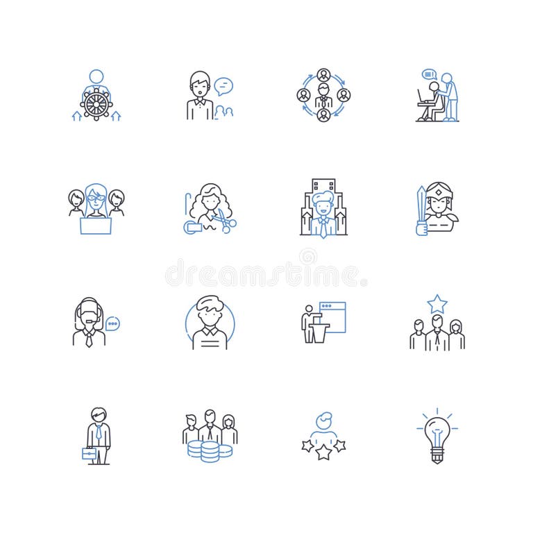 Apprentice Line Icons Collection. Diligence, Learning, Guidance ...