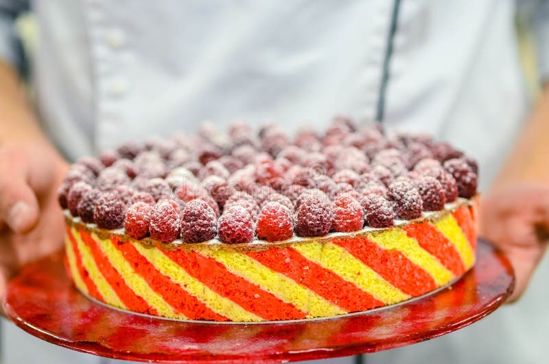 Apprentice or Young Pastry Chef Holding a Raspberry Stock Photo - Image ...
