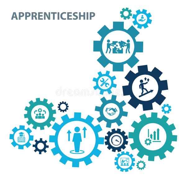 Apprenticeship Vector Illustration. Blue Banner Related To Apprentice ...