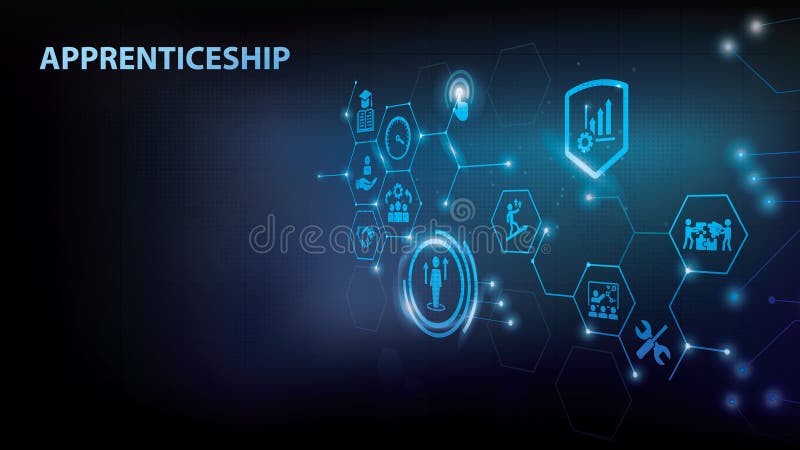 Apprenticeship Vector Illustration. Blue Banner Related To Apprentice ...