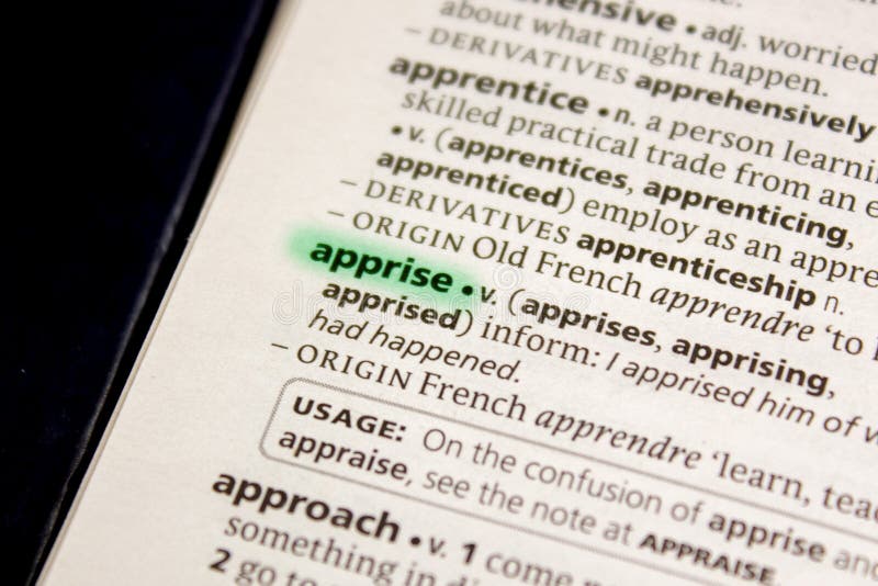 Apprise stock image. Image of word, info, book, english - 114408475