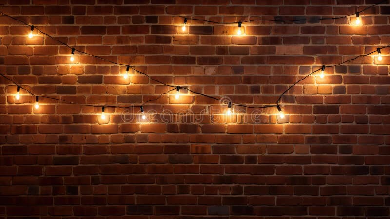 Approach Brick Wall with Lights Stock Illustration - Illustration of ...