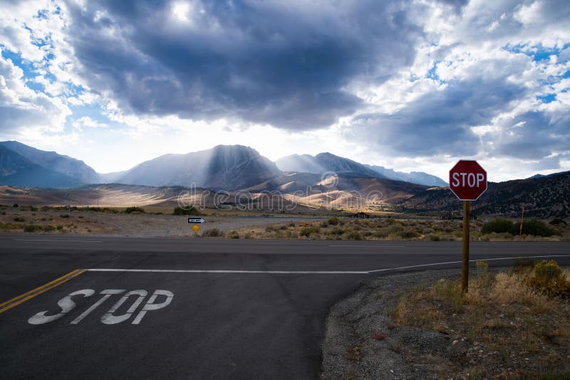 Approach An Intersection To Priority Road With Warning Sign Stock Photo ...