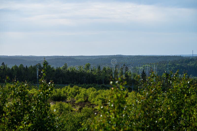 Approach Lighting System at the End of a Runway.. Stock Image - Image ...