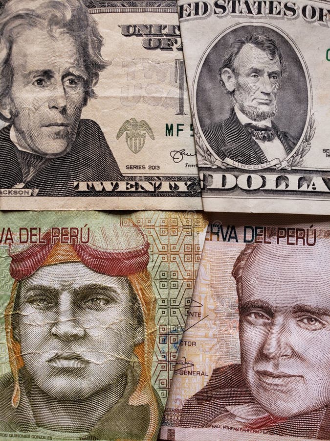Approach To American Dollars Bills and Peruvian Banknotes of Different ...