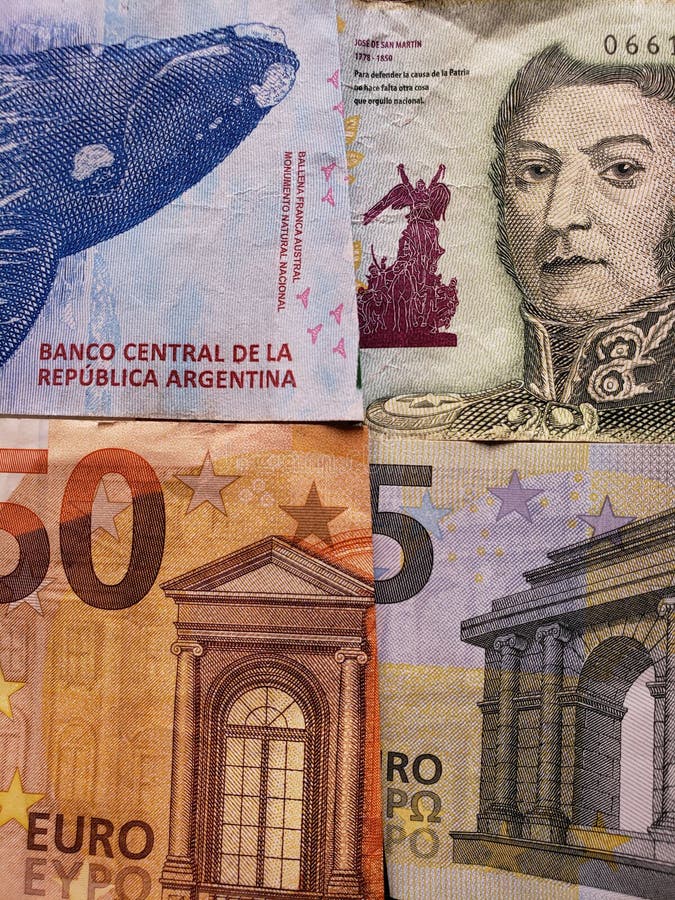 Approach To Argentine Banknote of Five Pesos and Brazilian Banknote of ...