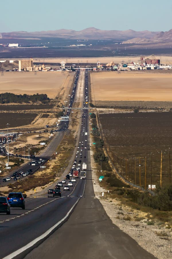 Approaching Las Vegas City in Nevada from West Stock Photo - Image of ...