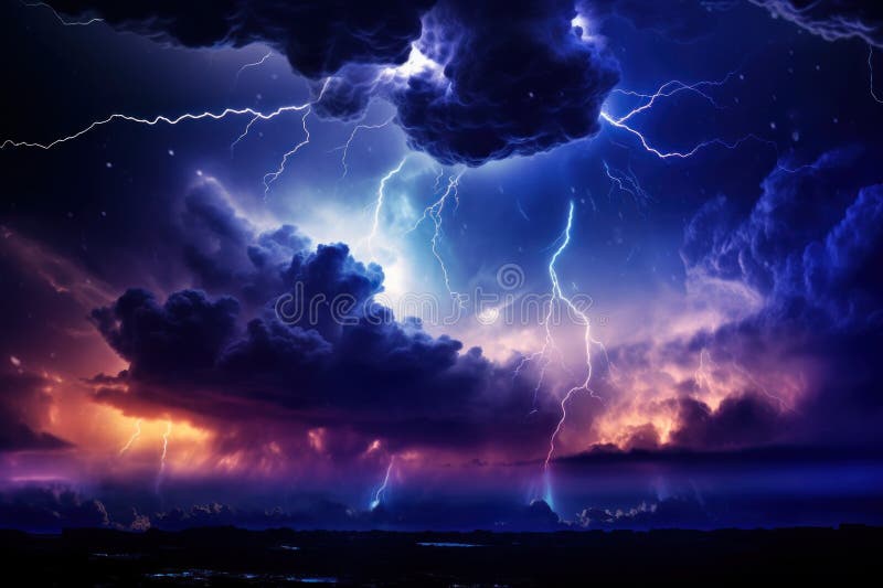 Approaching Lightning Storm Stock Image - Image of lightning, night ...