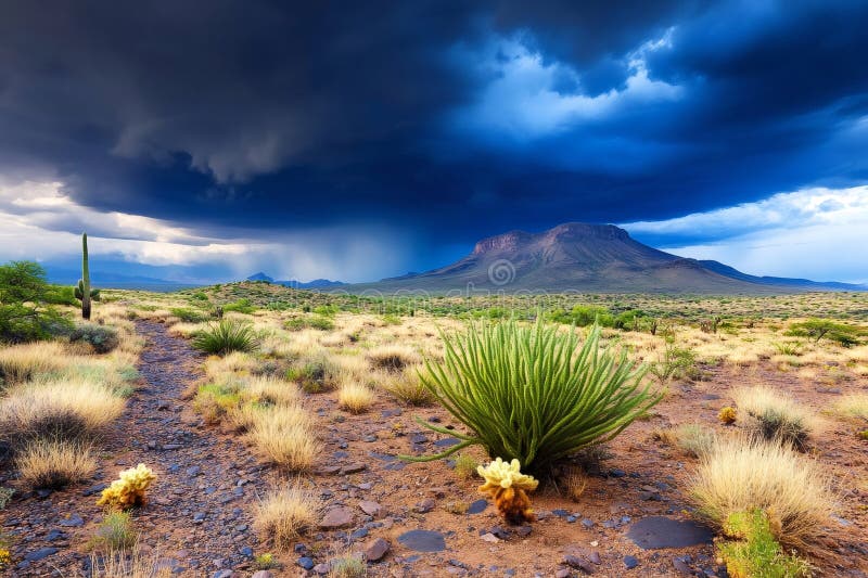 Approaching Monsoon Storm Over the Arizona Desert Landscape Stock ...