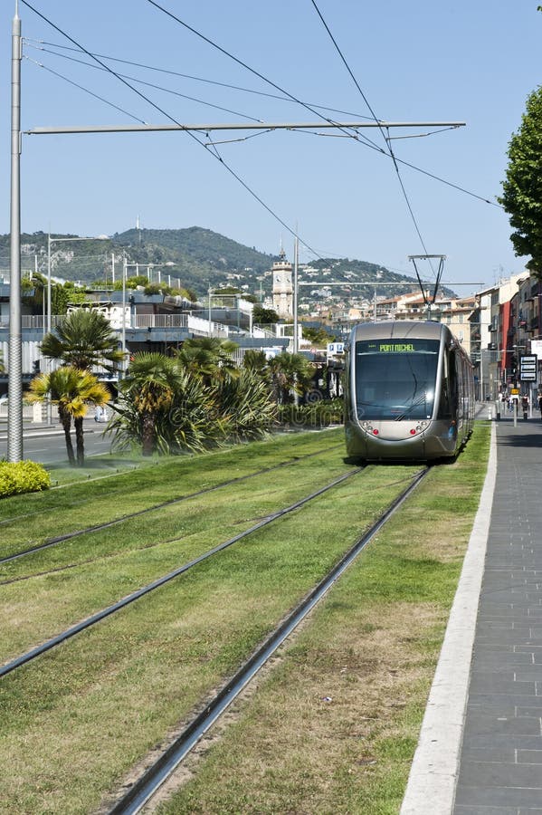 Approaching Nice France Tram Stock Image - Image of bright, europe ...