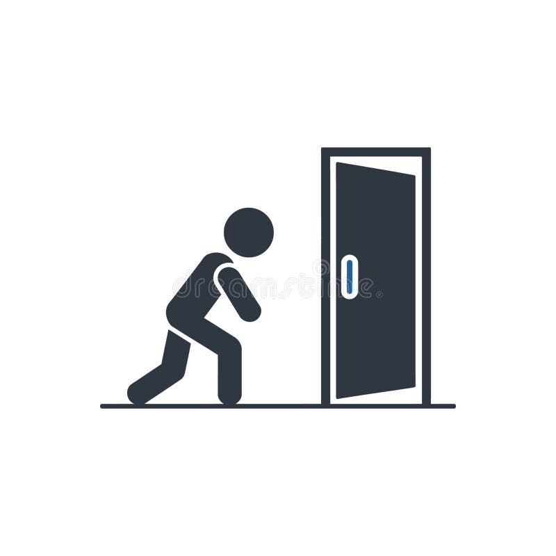 Approaching Open Door Icon stock vector. Illustration of figure - 349827954