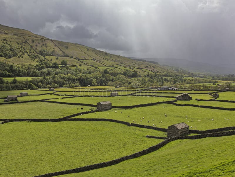Approaching Rain, Gunnerside Stock Photo - Image of countryside, green ...
