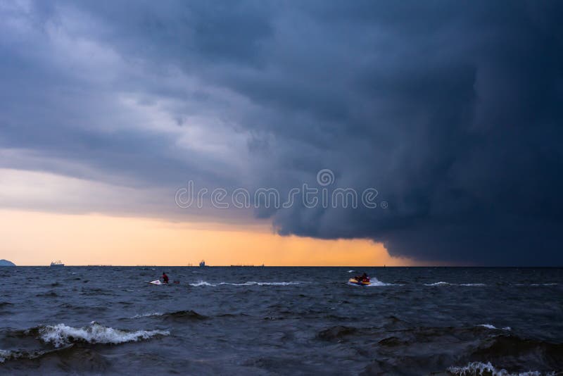 Approaching Storm Cloud with Rain Over the Sea Stock Photo - Image of horizon, blue: 168223886