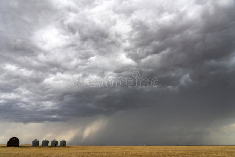 Approaching Storm Clouds Over Farm in the Prairie Stock Photo - Image of rural, field: 364268098
