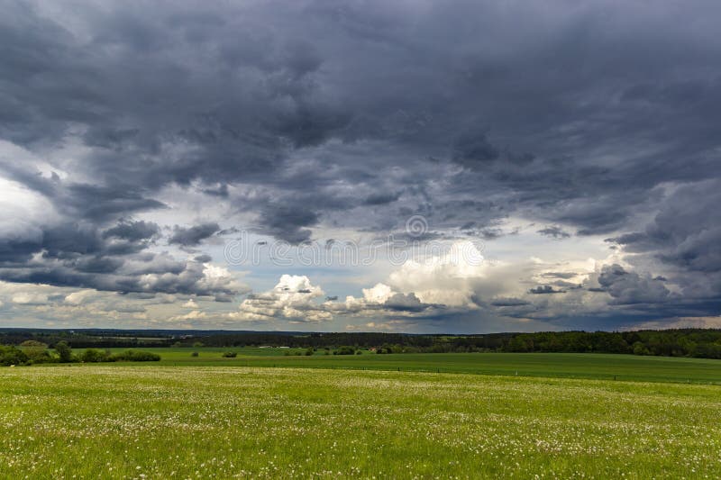An Approaching Storm. Summer Landscape with Thunderclouds Stock Photo ...