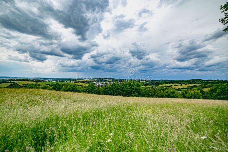 Approaching Summer Thunderstorm with a Dark Weather Front and Dramatic ...