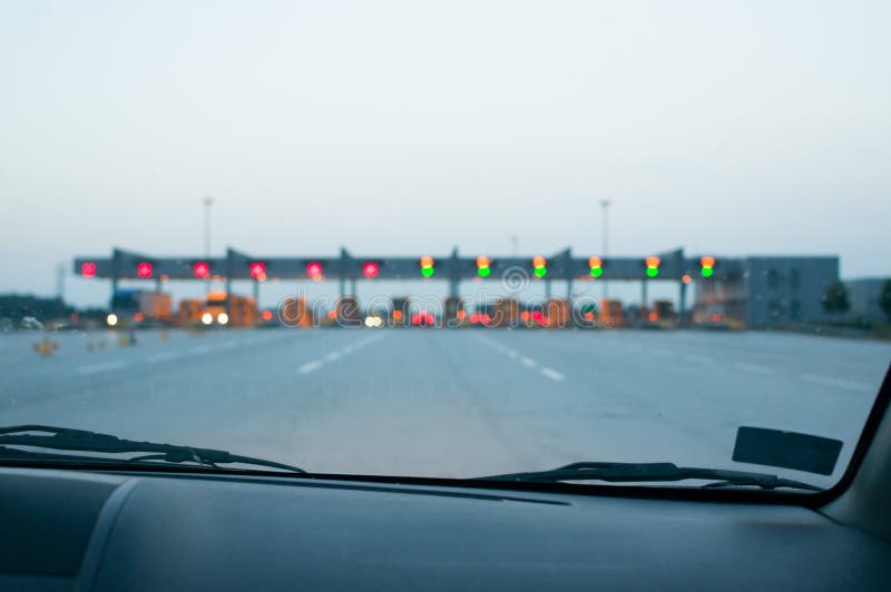 Toll Booths Pay Station with Cars Waiting in Line Stock Photo - Image ...
