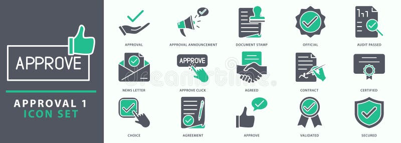 Approval icon set stock vector. Illustration of approve - 354229251
