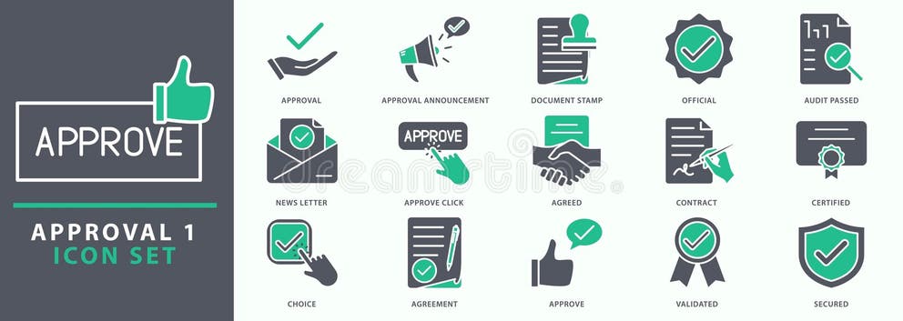 Approval icon set stock vector. Illustration of approve - 354229251