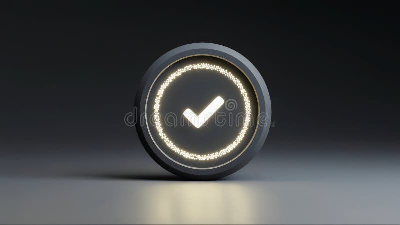 Approval Button in 3D. Minimalistic 3D Button with Checkmark Symbol ...