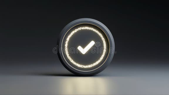 Approval Button in 3D. Minimalistic 3D Button with Checkmark Symbol ...