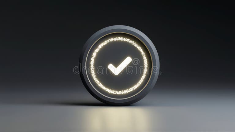 Approval Button in 3D. Minimalistic 3D Button with Checkmark Symbol ...