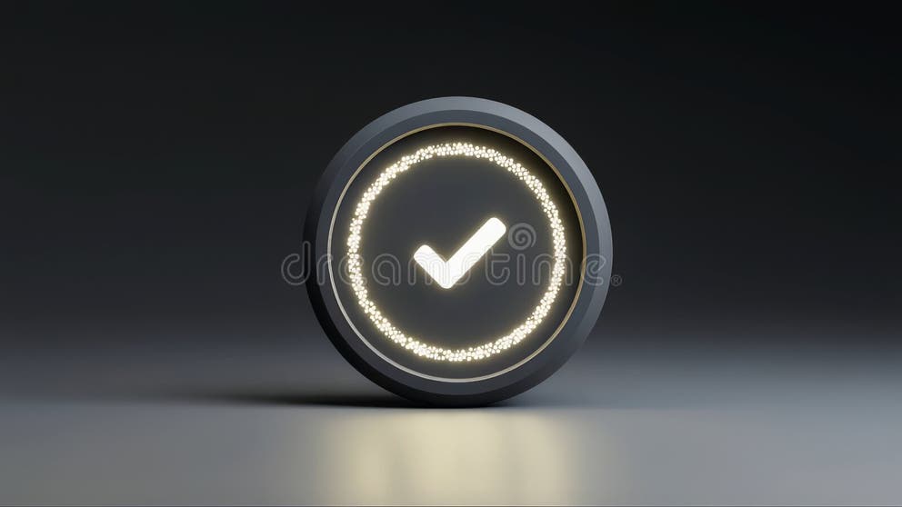 Approval Button in 3D. Minimalistic 3D Button with Checkmark Symbol ...