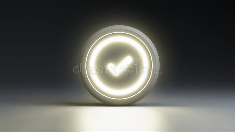 Approval Button in 3D. Minimalistic 3D Button with Checkmark Symbol Represents Confirmation and ...