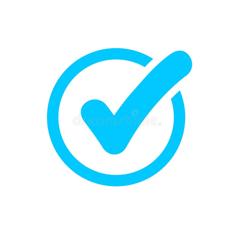 Blue Tick Icon Vector Symbol, Checkmark Isolated on White Background ...