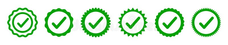 Approval Check Icon Isolated, Set Quality Sign, Green Tick ...