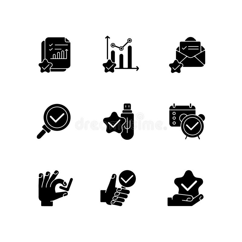 Approval Checkmarks Black Glyph Icons Set on White Space Stock Vector ... Approval Checkmarks Black Glyph Icons Set on White Space Stock Vector ...