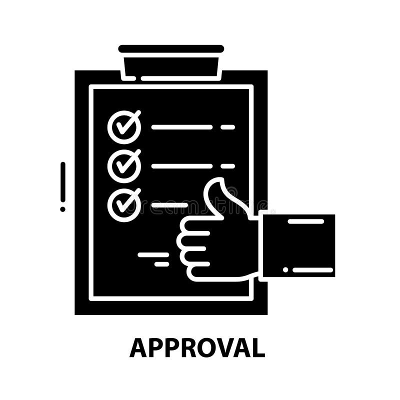 Approval Icon, Black Vector Sign with Editable Strokes, Concept ...