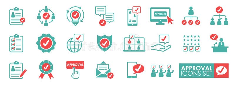 Approval Icon Set. Solid Icon Set. Vector Illustration Stock Vector ...