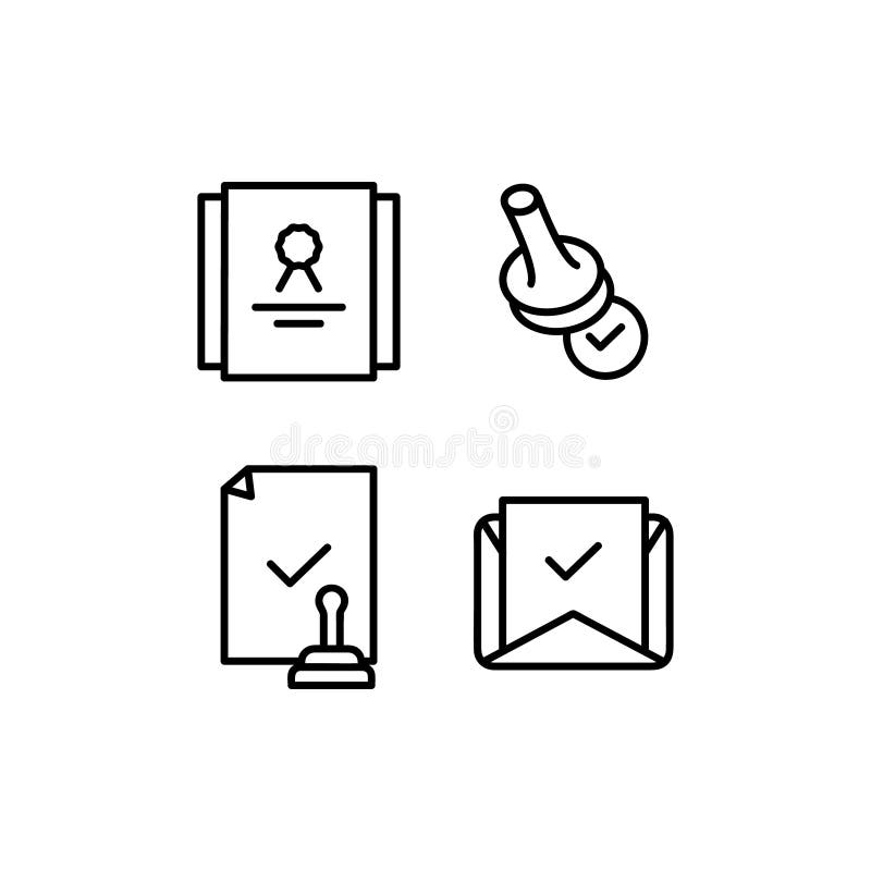 Approval Process Line Icons. Stock Vector - Illustration of approval ...