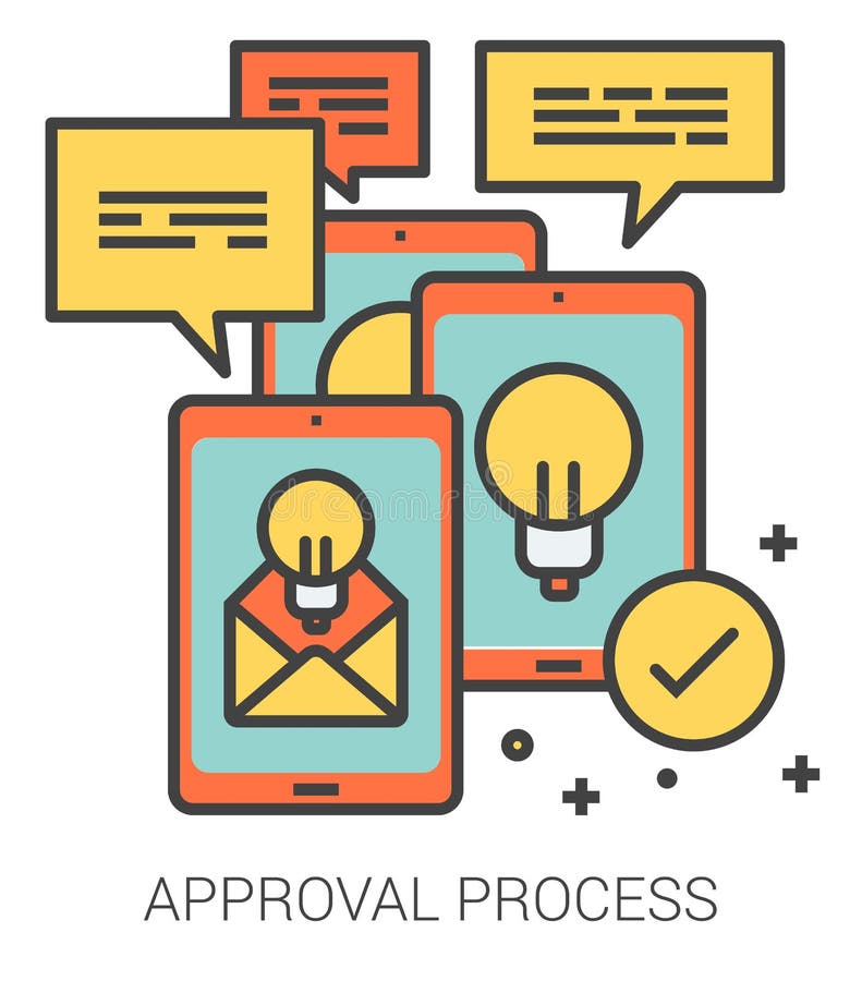 Approval Process Line Icons. Stock Vector - Illustration of approval ...