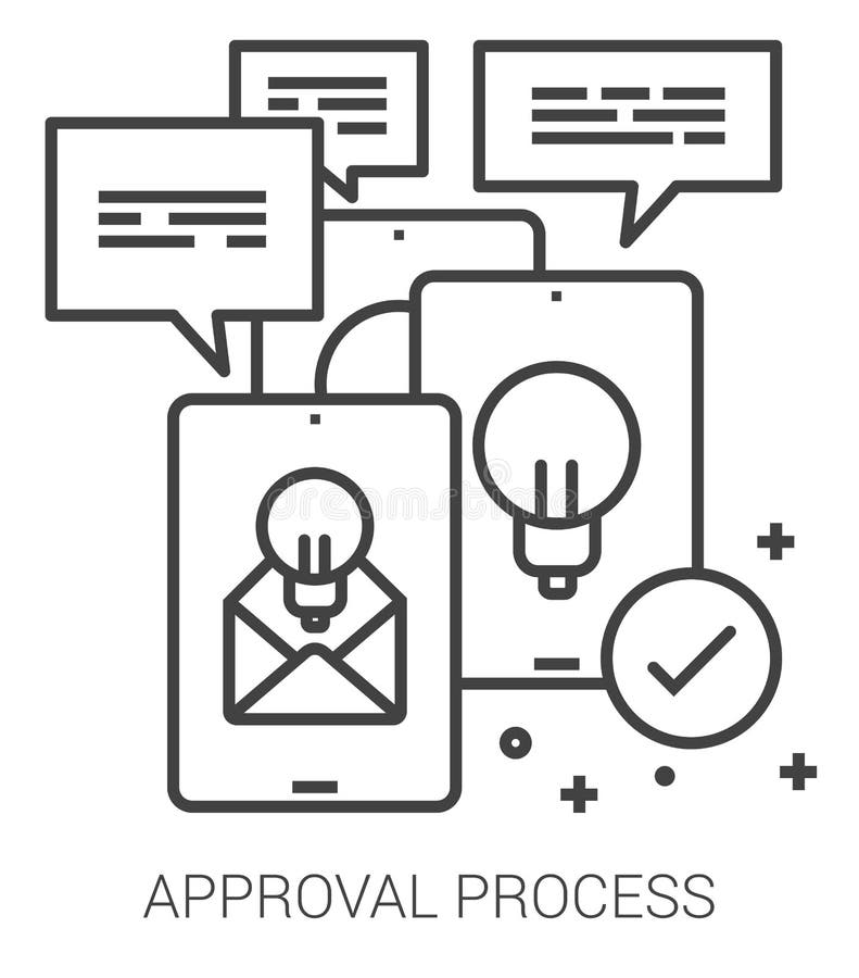 Approval Process Line Icons. Stock Vector - Illustration of approval ...