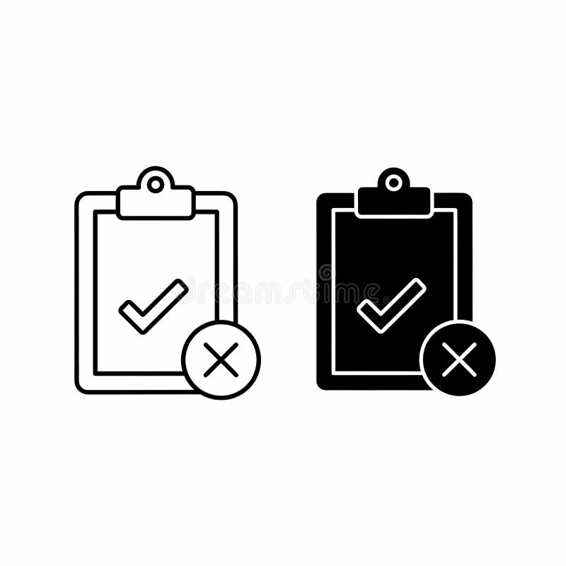 Approval and Rejection Icons on Clipboard Stock Illustration ...